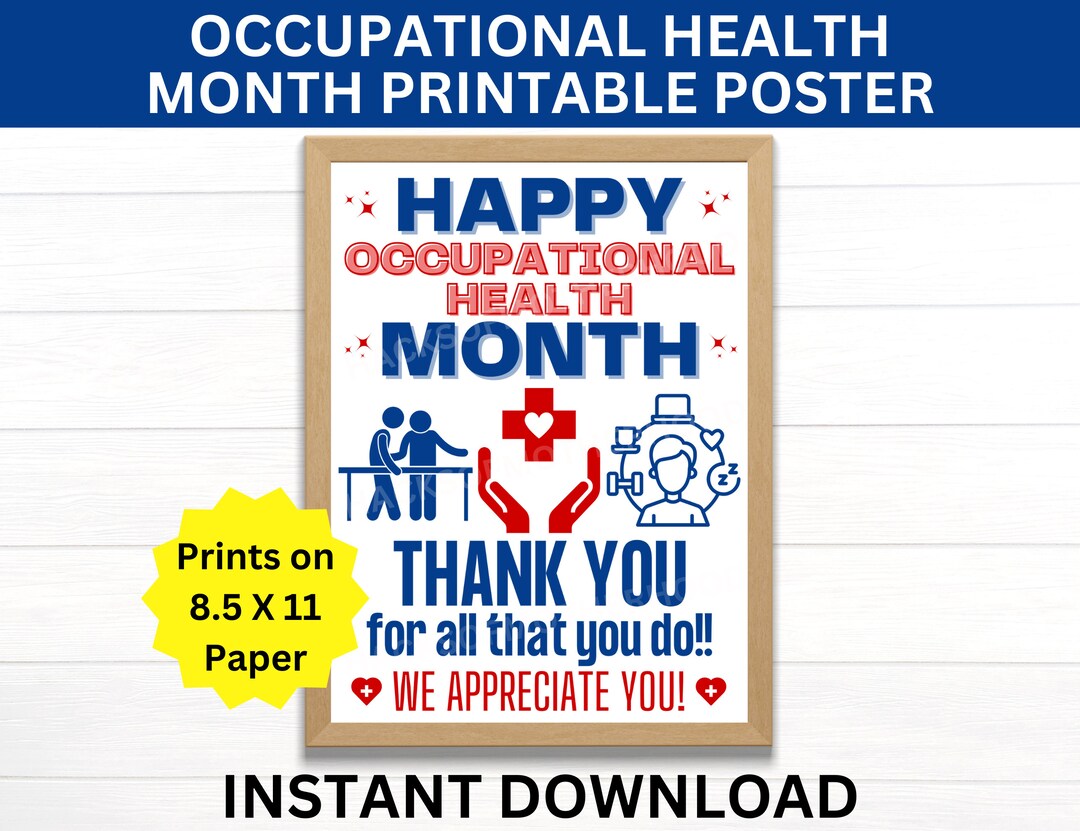 Occupational Health Month Printable Poster, Occupational Health Nurse ...