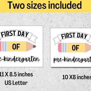 First Day of School Sign PRINTABLE, First Day of Preschool, Pre-k ...