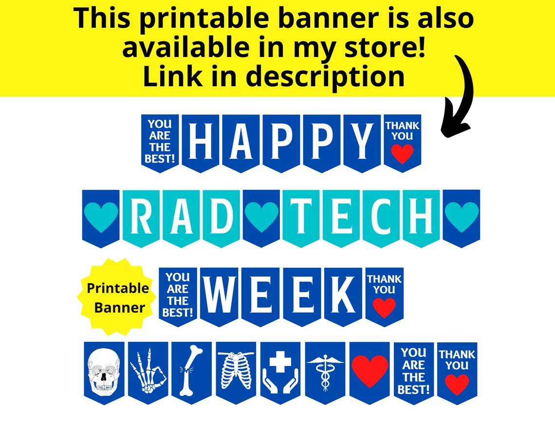 Rad Tech Week Printable Gift Tags, Radiology Tech Week Tags, Rad Tech ...