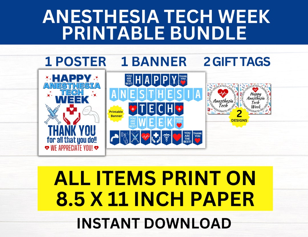 Anesthesia Tech Week Printable Bundle, Anesthesia Technician Week Sign ...