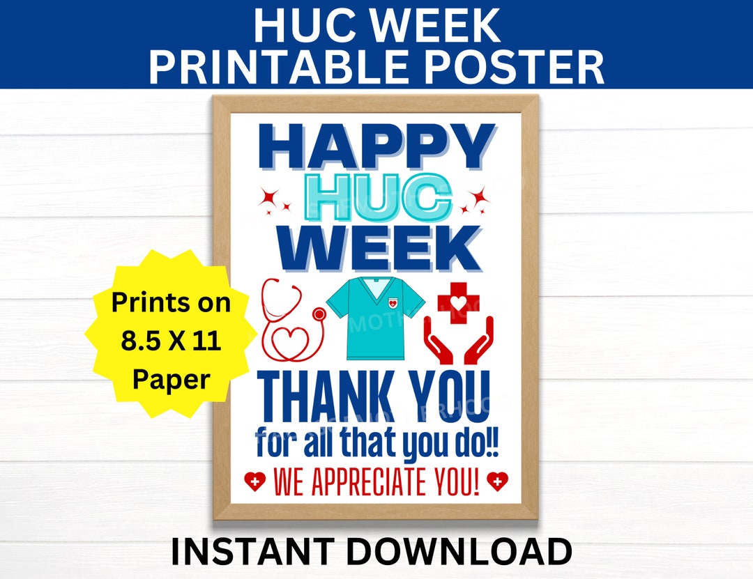 Health Unit Coordinator Week Printable Poster, Happy HUC Week Sign ...