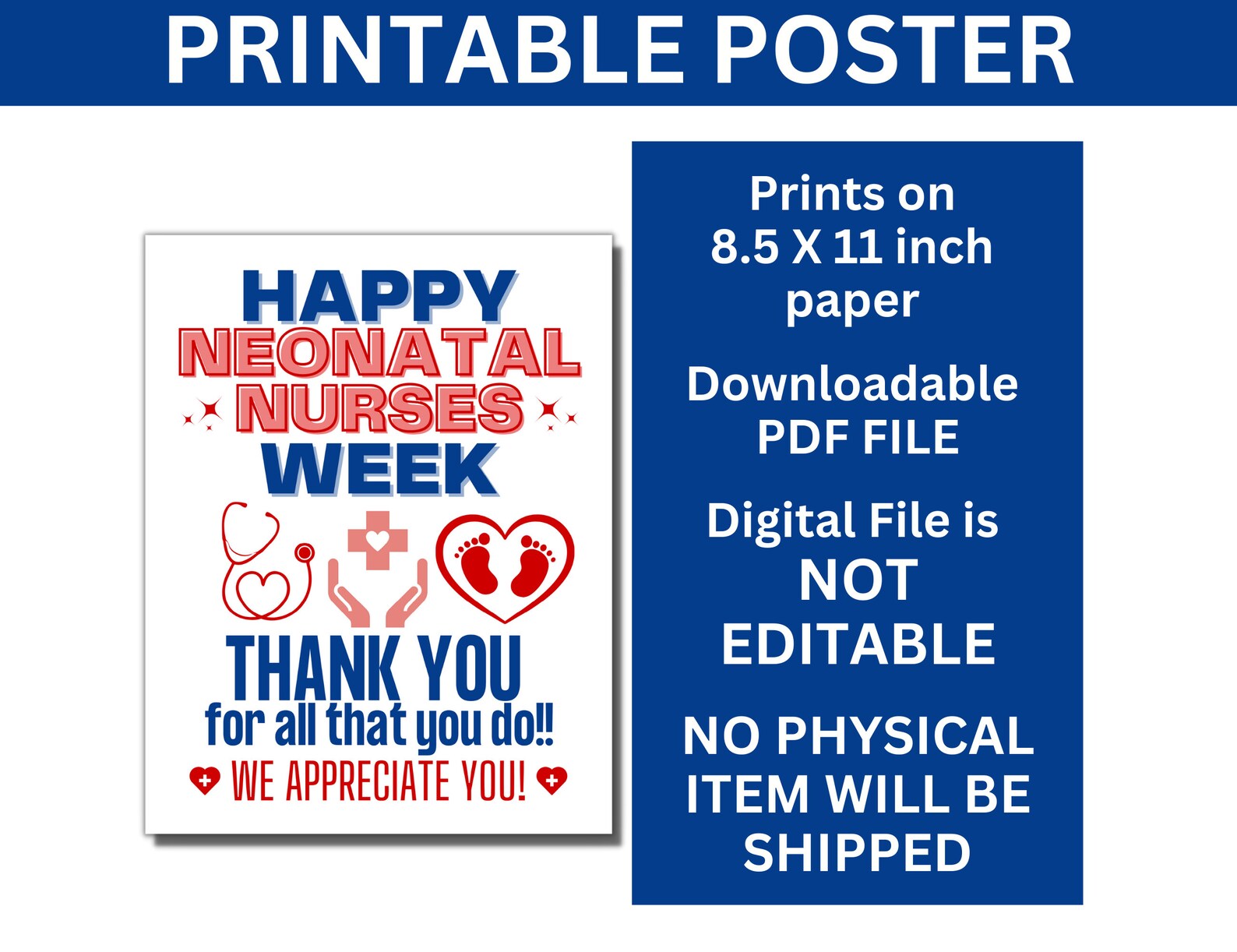 Neonatal Nurses Week Printable Poster, NICU Nurse Week Poster, Neonatal ...