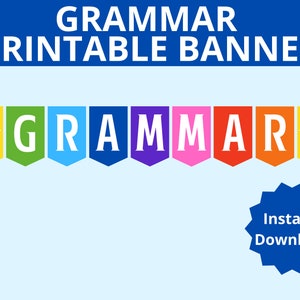 Grammar Banner Printable, Grammar Classroom Banner, Grammar Teacher ...