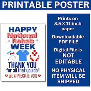 National Rehab Week Printable Poster, Happy Rehabilitation Week Sign ...