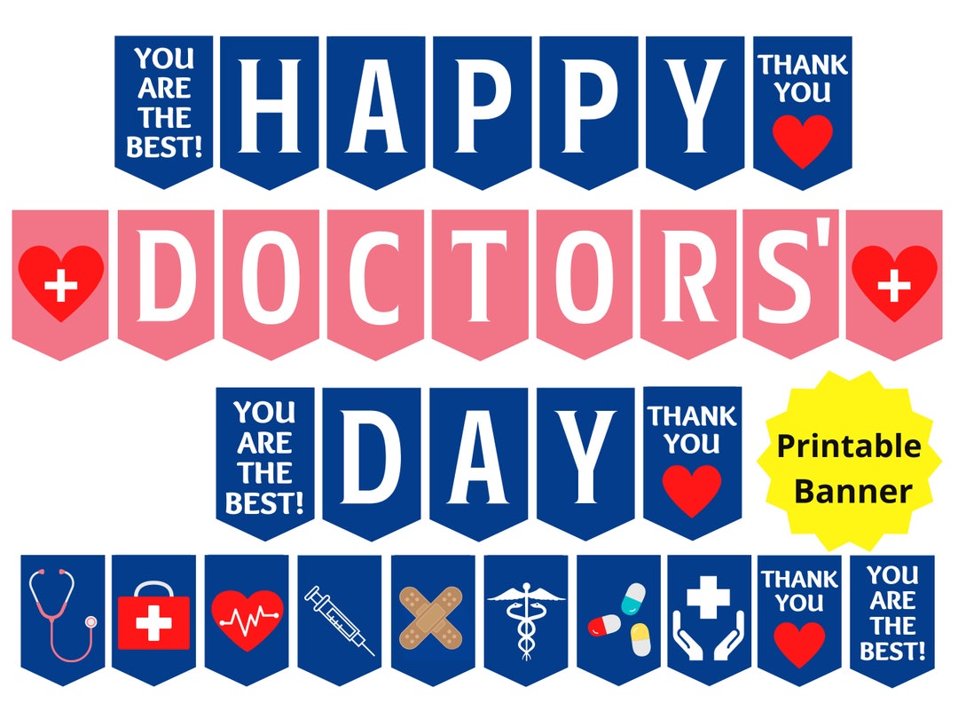 Doctors Day Printable Banner, Happy Doctors Day Sign, Women Doctor ...