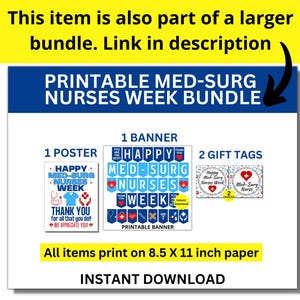 Medical Surgical Nurses Week Printable Bundle, Med-surg Nurses Week ...