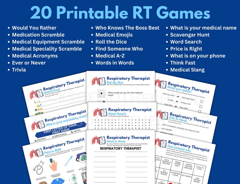 Respiratory Care Week Printable Bundle, Respiratory Therapist Week ...