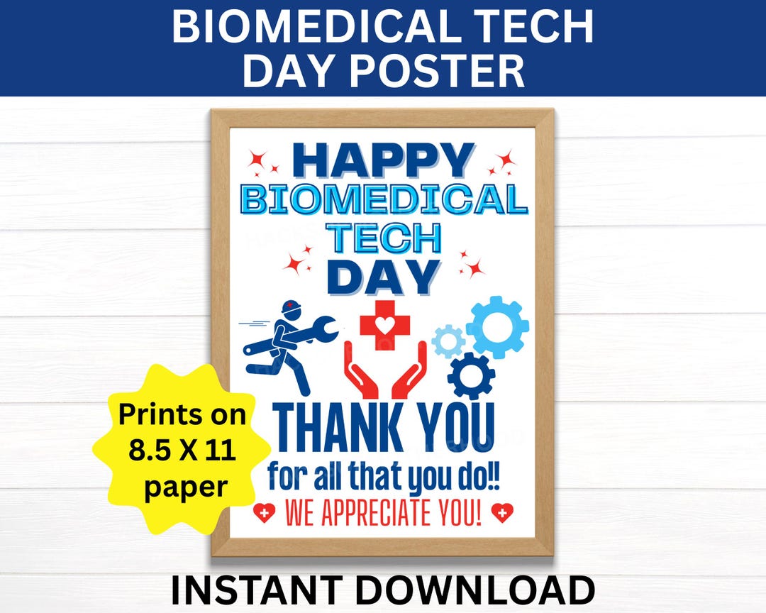 Biomedical Tech Day Printable Poster, Happy Biomedical Technician Day ...
