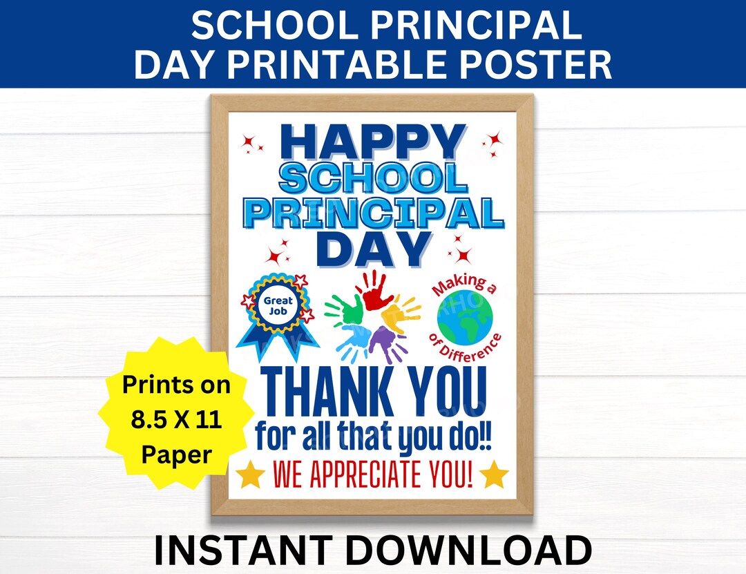 School Principal Day Printable Poster, School Principal Day Sign ...