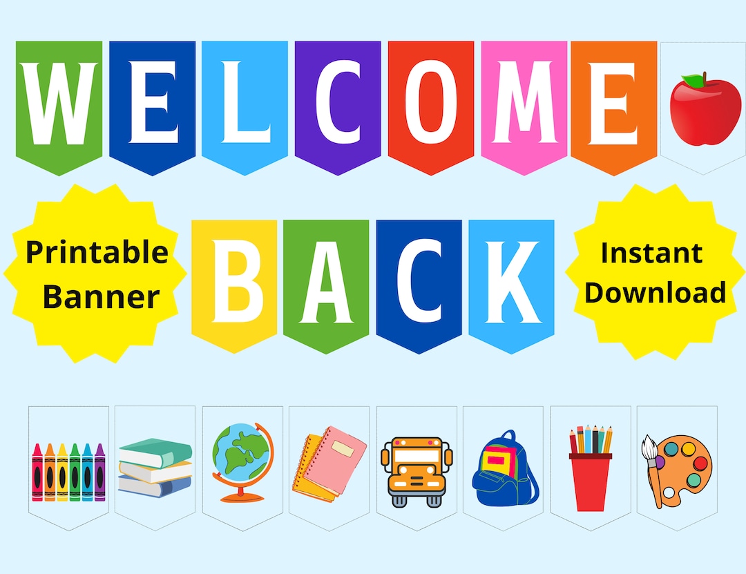 Welcome Back to School Banner Printable, Back to School Banner ...