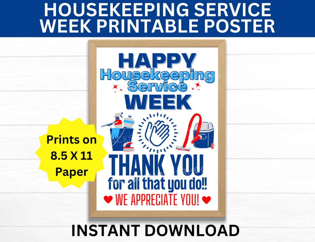 Housekeeping Service Week Printable Poster, Housekeeper Week Sign ...