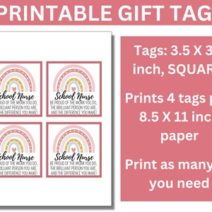 School Nurses Week Printable Gift Tag, School Nurse Gift, Nurse Thank ...