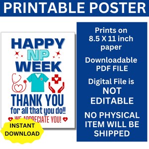 Nurse Practitioner Week Printable Poster, Happy NP Week Sign, Nurse Practitioner Appreciation ...