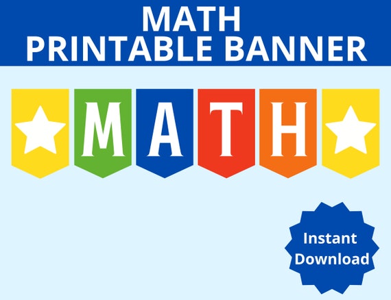 Math Banner Printable Math Classroom Banner Math Teacher - Etsy