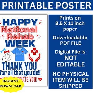National Rehab Week Printable Poster, Happy Rehabilitation Week Sign ...