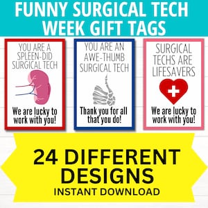 Surgical Scrub Tech Printable Gift Tag Bundle 24 PACK, Surgical Scrub ...