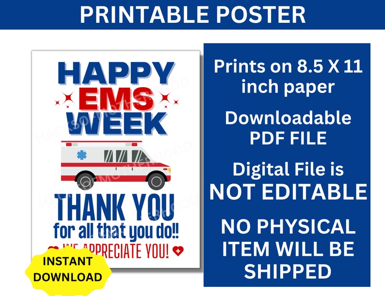 EMS Week Printable Bundle, Emergency Medical Services Week, EMS Week ...