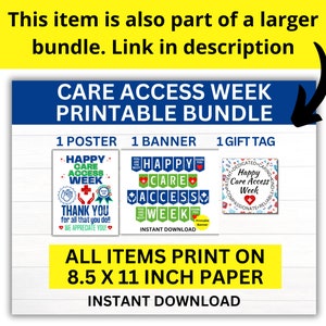 Care Access Professionals Week Printable Gift Tags, Care Access Week ...