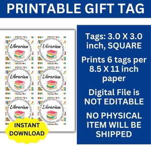 School Librarian Printable Gift Tag, School Librarian Week, School ...