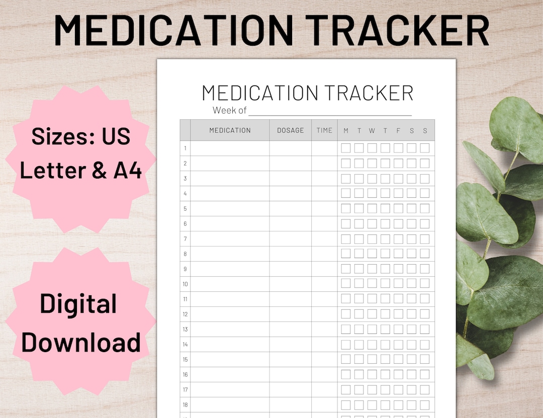 Medication Tracker Template Printable, Weekly Medication Schedule, Pill ...