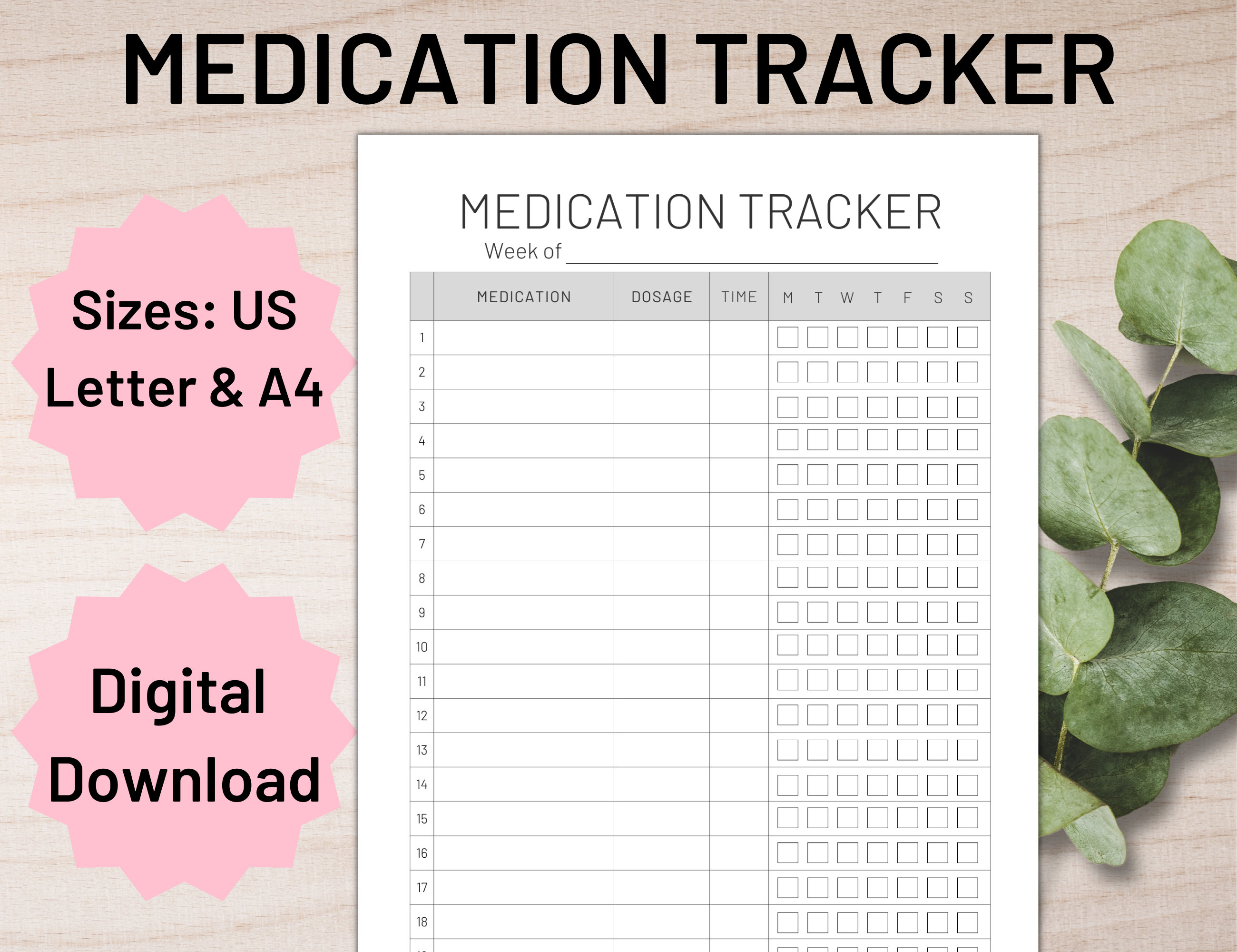 Medication Tracker Template Printable Weekly Medication - Etsy Canada