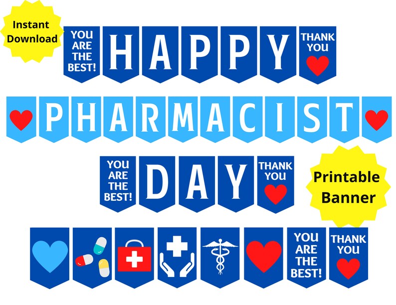 Pharmacist Day Printable Banner Happy Pharmacist Day Sign - Etsy