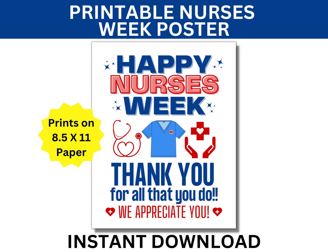 Nurses Week Printable Poster, Happy Nurses Week Sign, Nurse ...