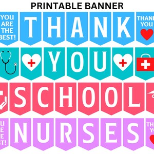 School Nurses Printable Banner Thank You School Nurse School - Etsy