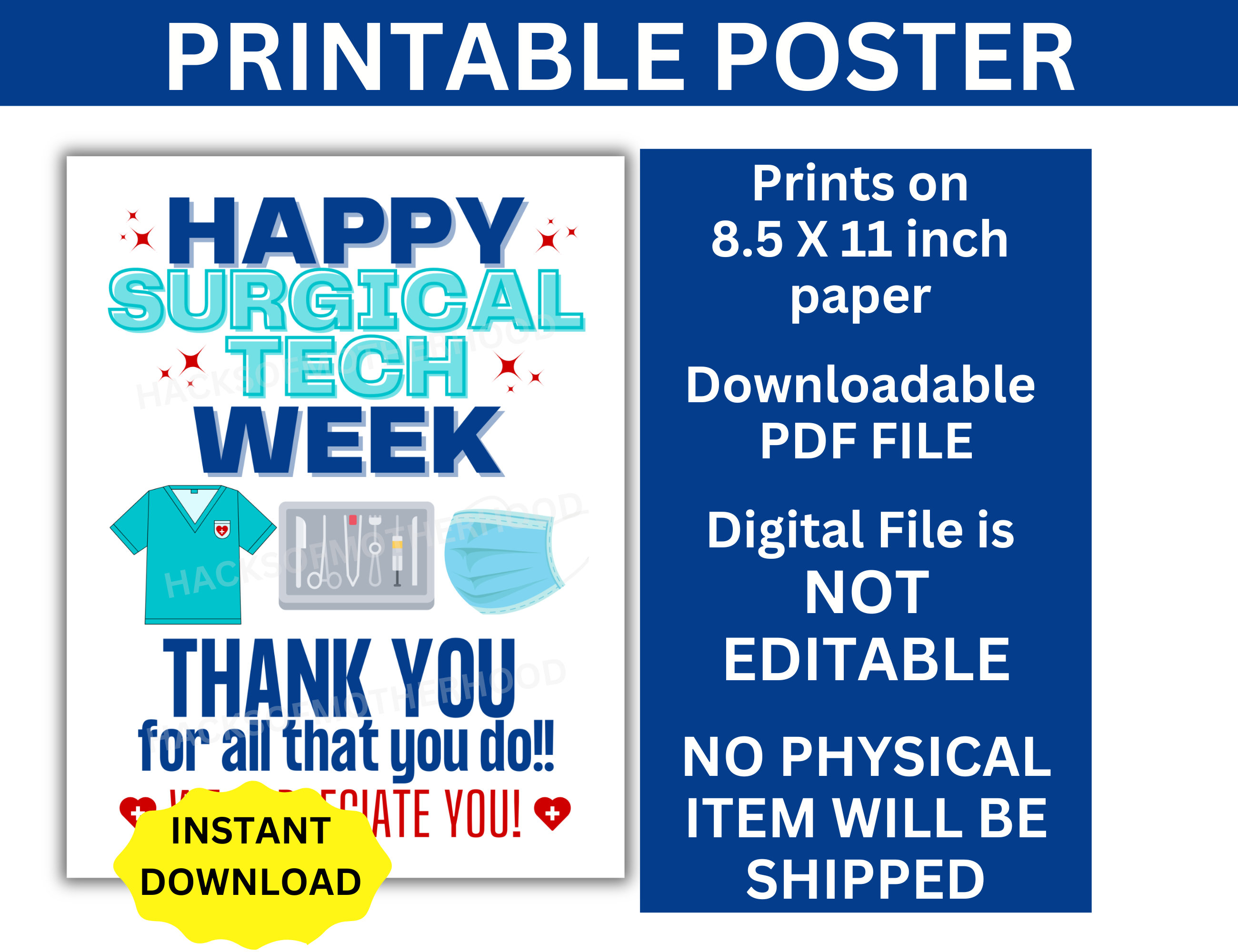 Surgical Scrub Tech Printable Sign, Happy Surgical Scrub Tech Week ...