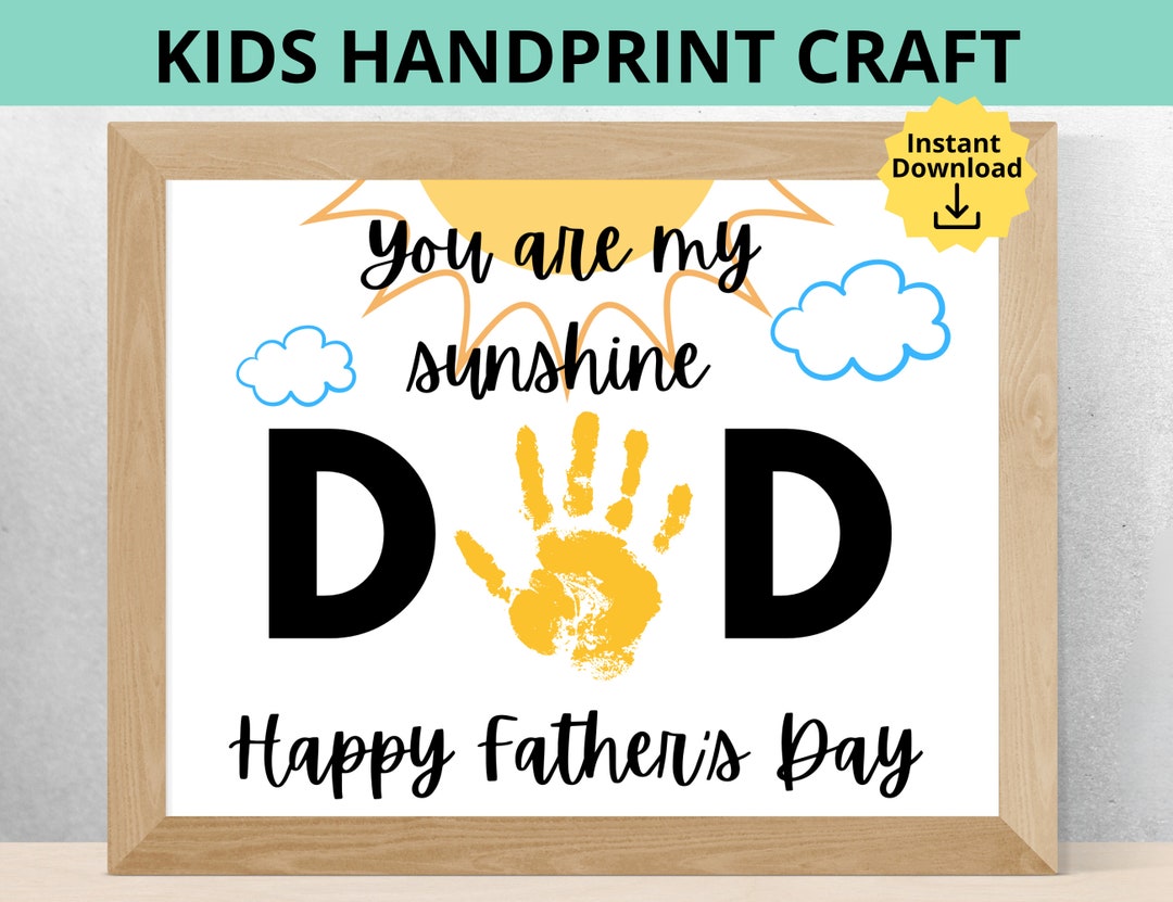 Father's Day Handprint Art Printable, Dad Handprint Kids Craft, Father ...