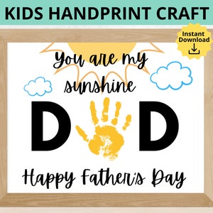 Father's Day Handprint Art Printable, Dad Handprint Kids Craft, Father ...