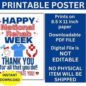 National Rehab Week Printable Bundle, Happy Rehabilitation Week, Rehab ...