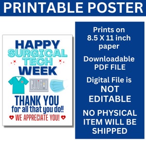 Surgical Scrub Tech Printable Sign, Happy Surgical Scrub Tech Week ...