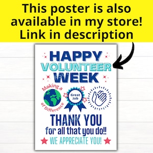 Volunteer Month Printable Poster, Happy Volunteer Month Sign, Volunteer ...