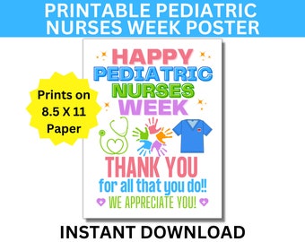 Pediatric Nurses Week Printable Banner, Pediatric Nurses Week Sign ...