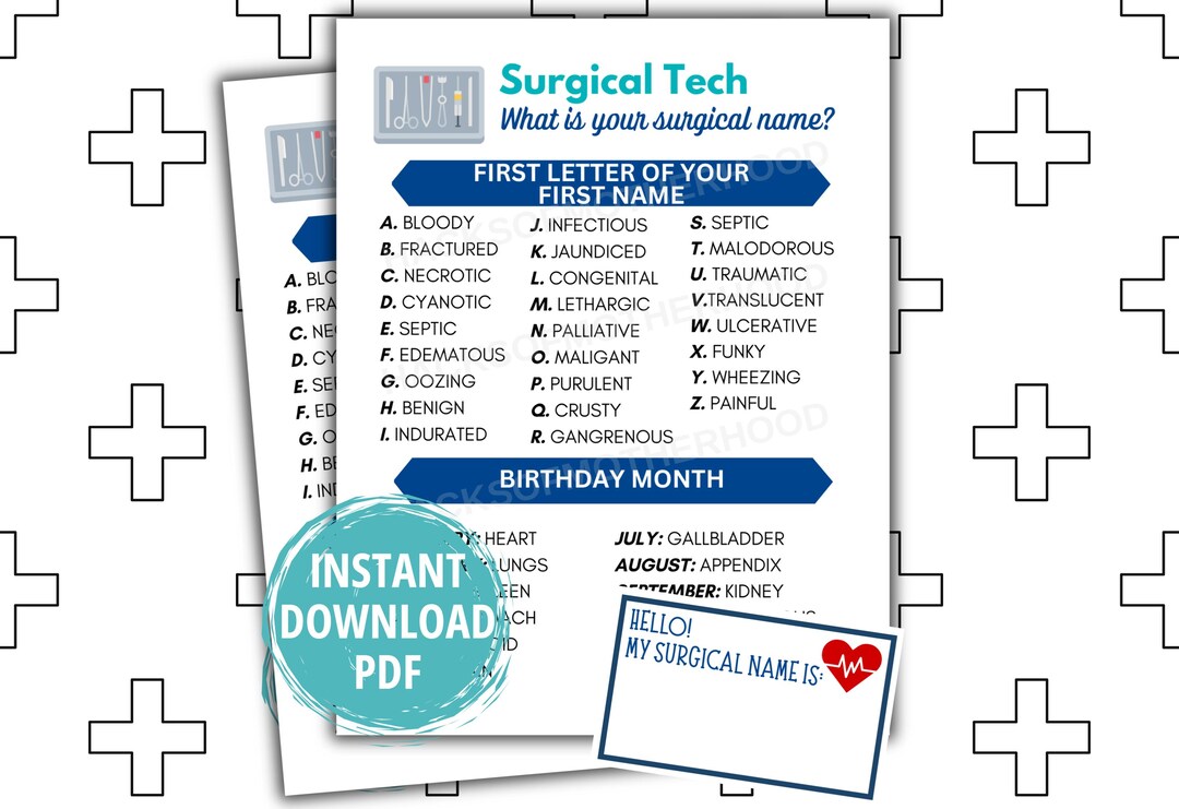 Surgical Tech Name Game, Medical Games, Surgical Technologist Week ...