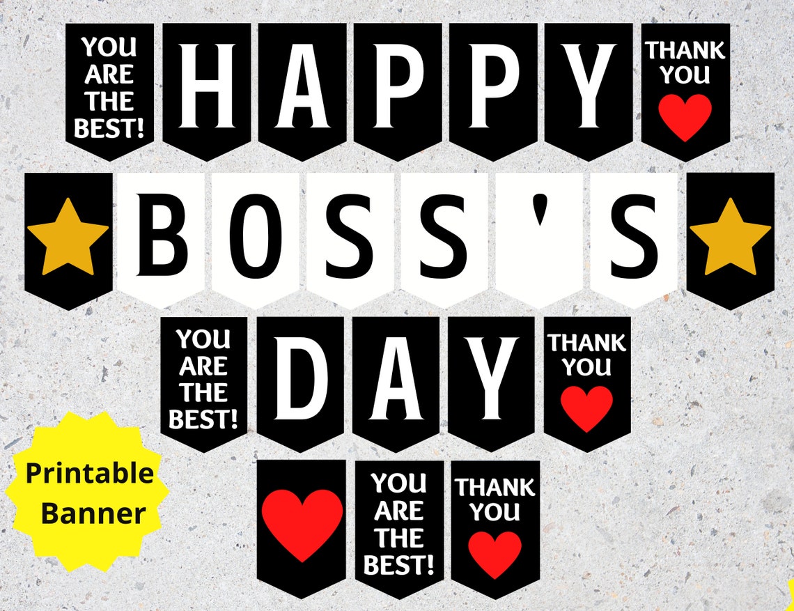 Boss's Day Printable Banner Happy Boss's Day Sign - Etsy