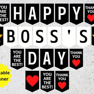 Boss's Day Printable Banner Happy Boss's Day Sign - Etsy