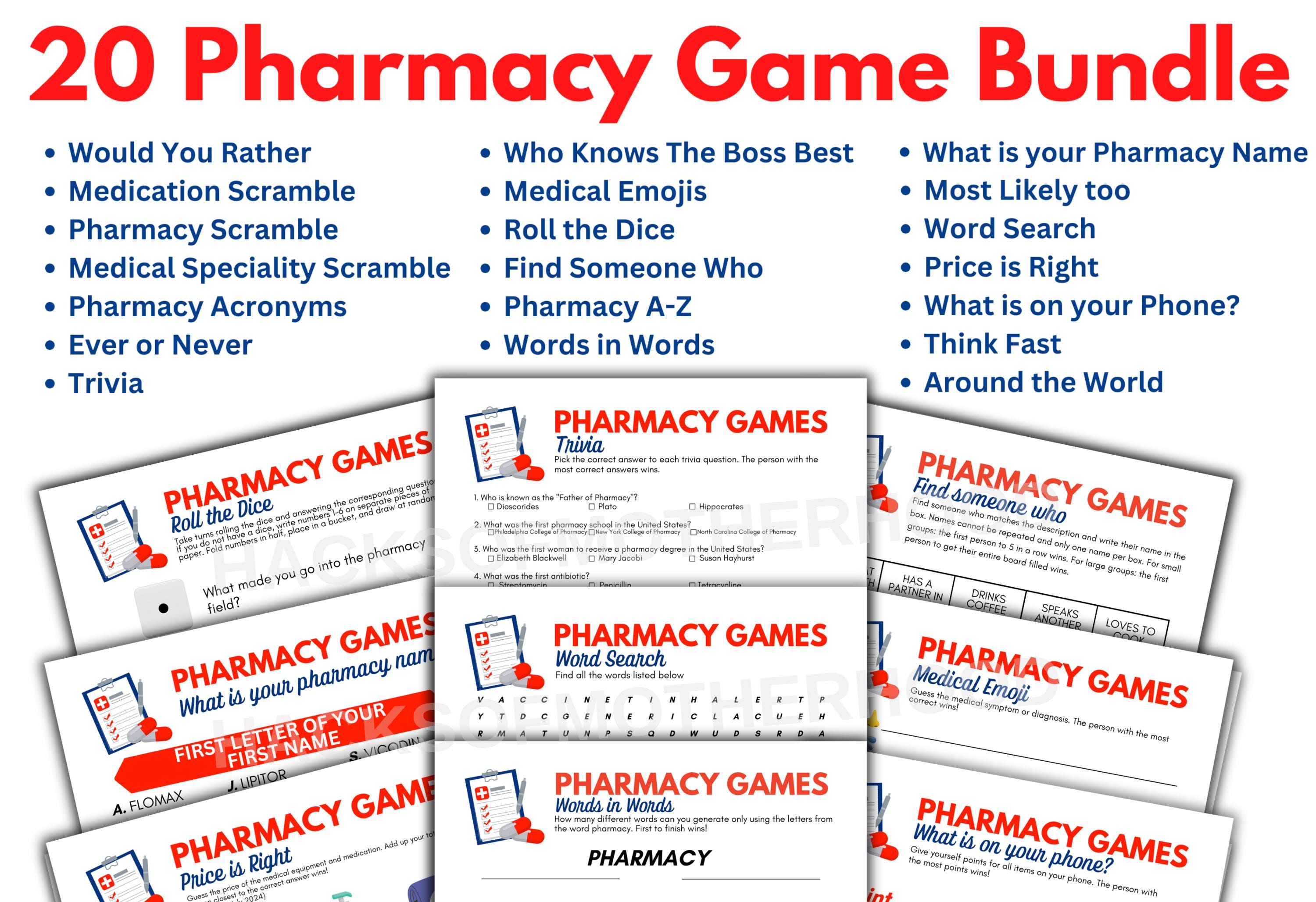 Pharmacy Game Bundle, Medical Games, Pharmacist Games, Pharmacy ...