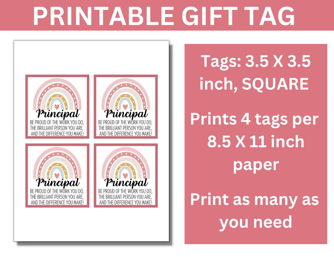 Principal Day Printable Gift Tags, School Principals Day, Principal ...