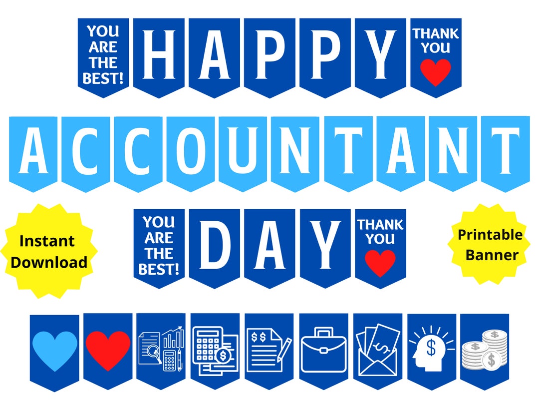 Banner imprimible del Día del Contador Signo del Día Feliz - Etsy España