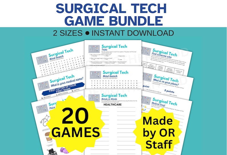Surgical Scrub Tech Game Bundle, Surgical Technologist Week, Surgical ...