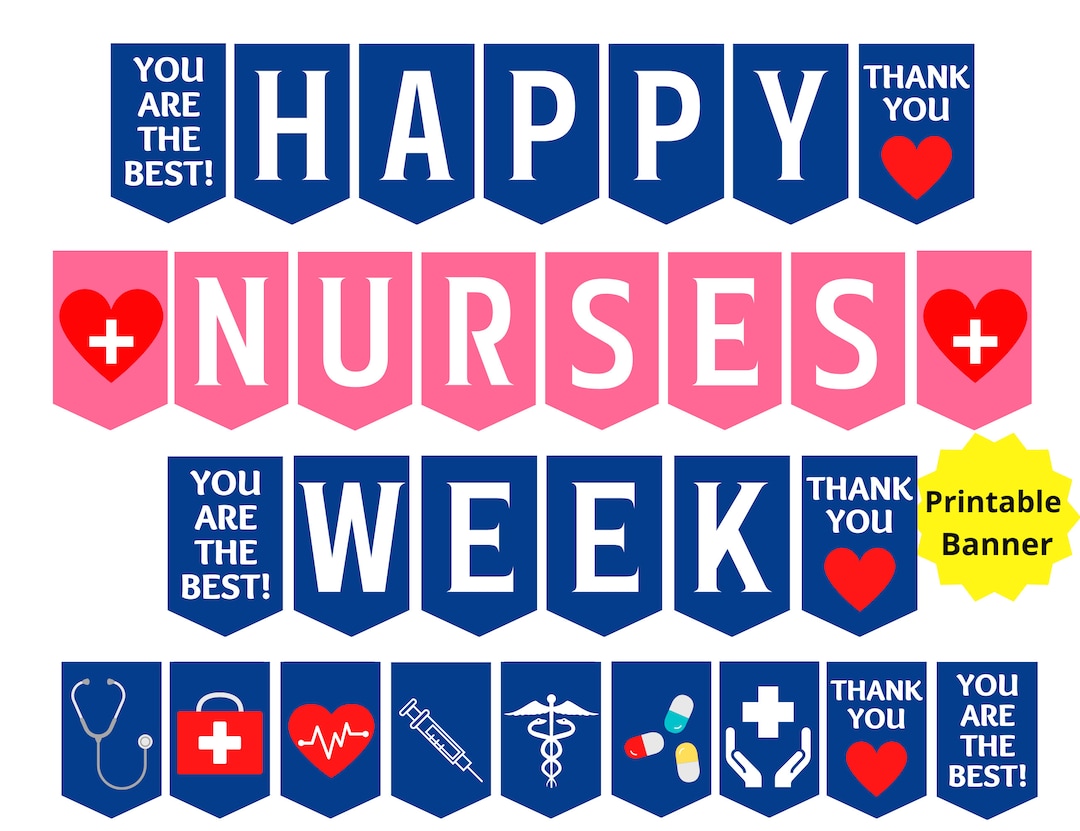 Nurses Week Printable Banner Happy Nurses Week Sign Nurse - Etsy