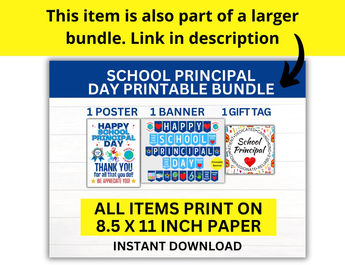 School Principal Day Printable Poster, School Principal Day Sign ...