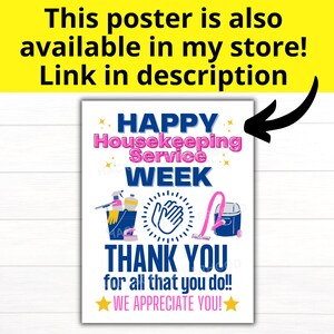 Housekeeping Service Week Printable Poster, Housekeeper Week Sign ...