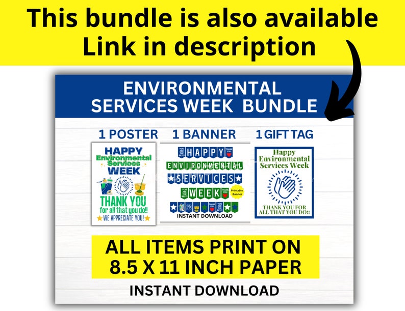 Environmental Services Week Printable Bundle, Environmental Services ...