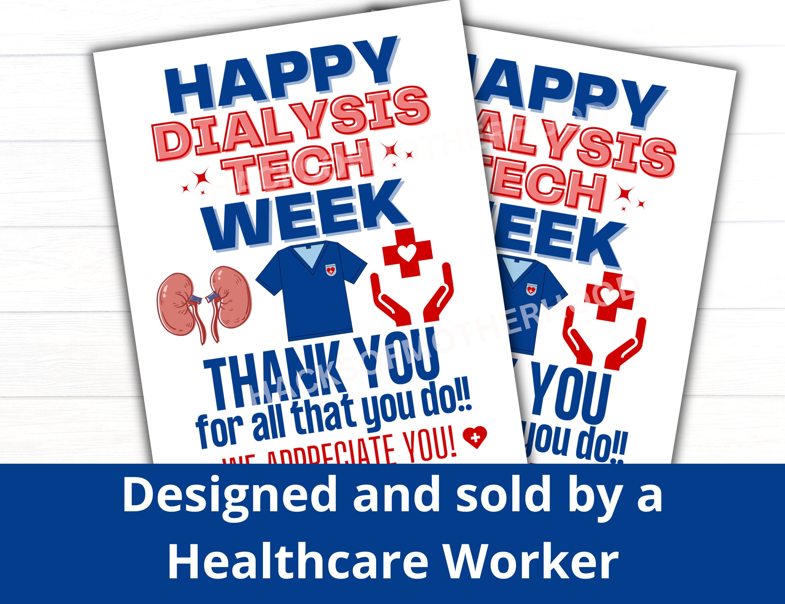 Dialysis Tech Week Printable Poster, Dialysis Technician Week Sign ...