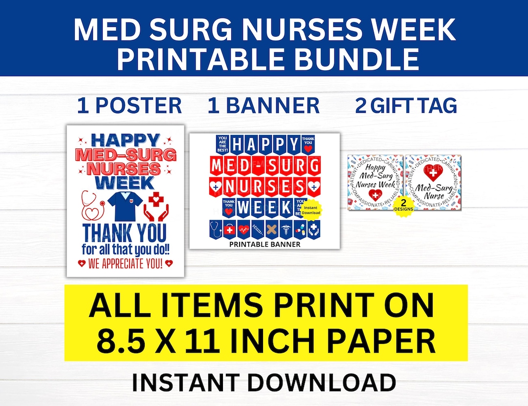 Medical Surgical Nurses Week Printable Bundle, Med-surg Nurses Week ...
