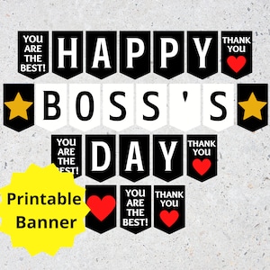 Boss's Day Printable Banner, Happy Boss's Day Sign, National Boss's Day ...