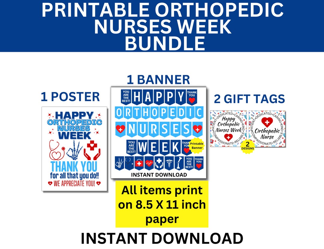 Orthopedic Nurses Week Printable Bundle, Ortho Nurse Week Gift ...